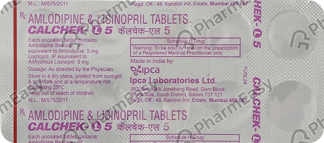 Calchek L 5mg Strip Of 10 Tablets: Uses, Side Effects, Price & Dosage ...