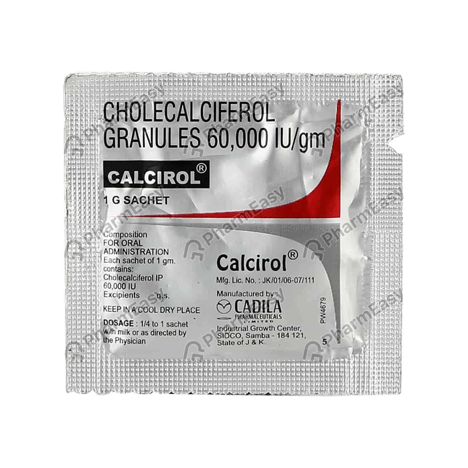 Calcirol 60000 Iu Sachet 1gm - Uses, Side Effects, Dosage, Composition ...
