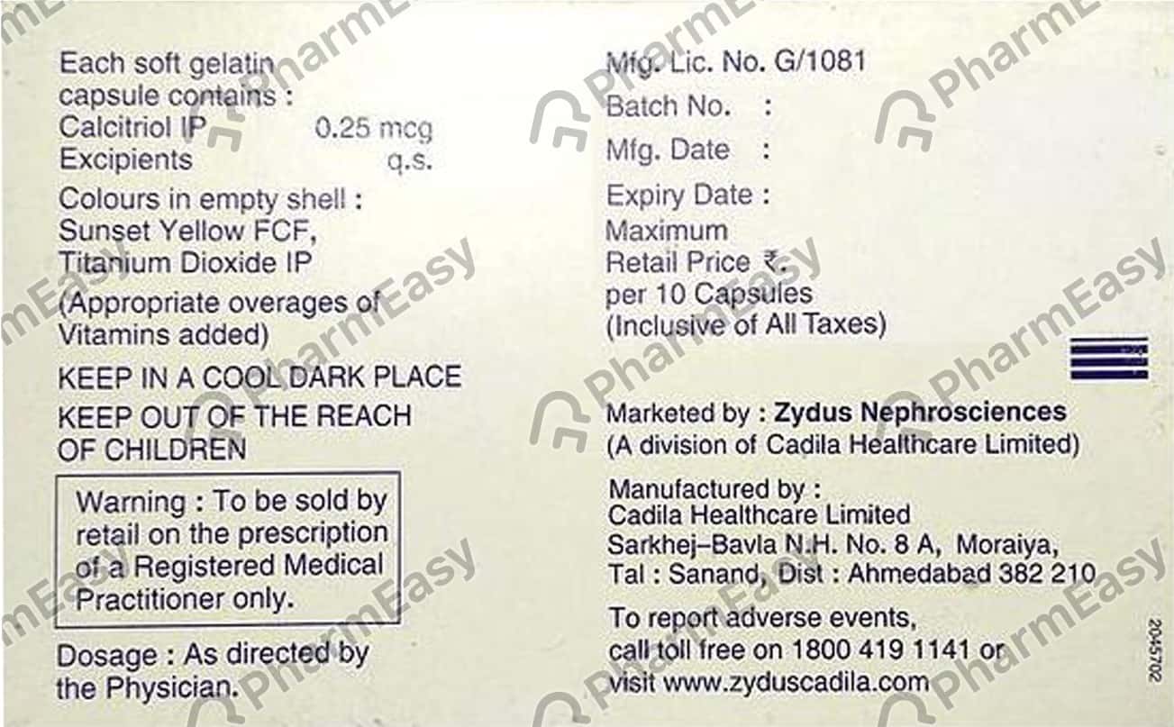 Buy Calcit Sg 0.25 MCG Capsule (10) Online at Flat 15% OFF | PharmEasy