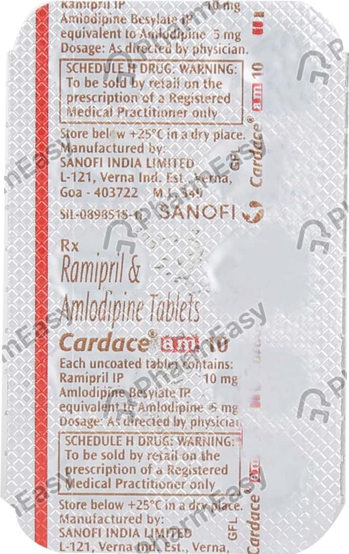 Cardace Am 10mg/5mg Strip Of 10 Tablets: Uses, Side Effects, Price ...