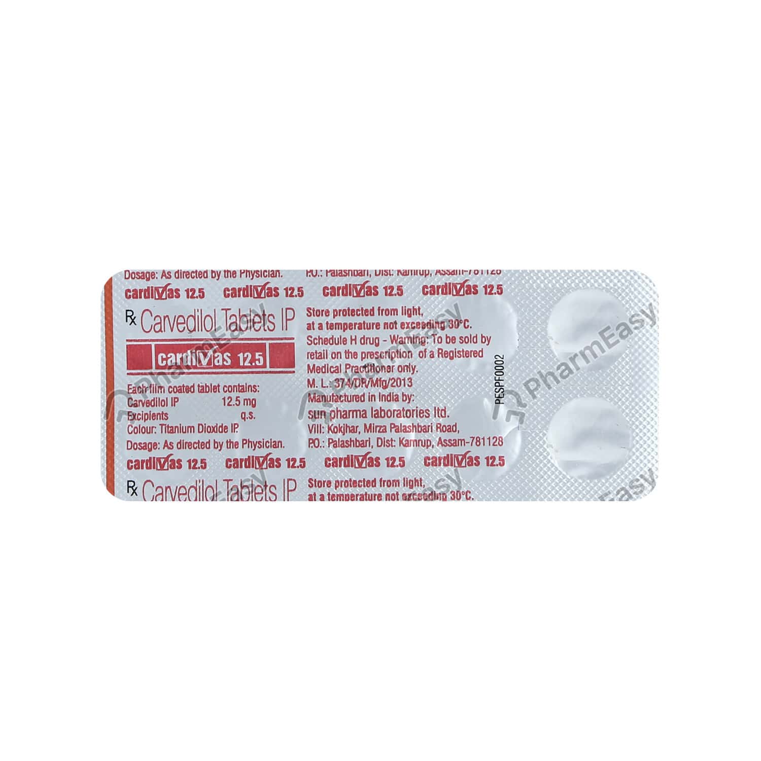 Buy Cardivas 12.5mg Strip Of 10 Tablets Online at Flat 18% OFF* | PharmEasy