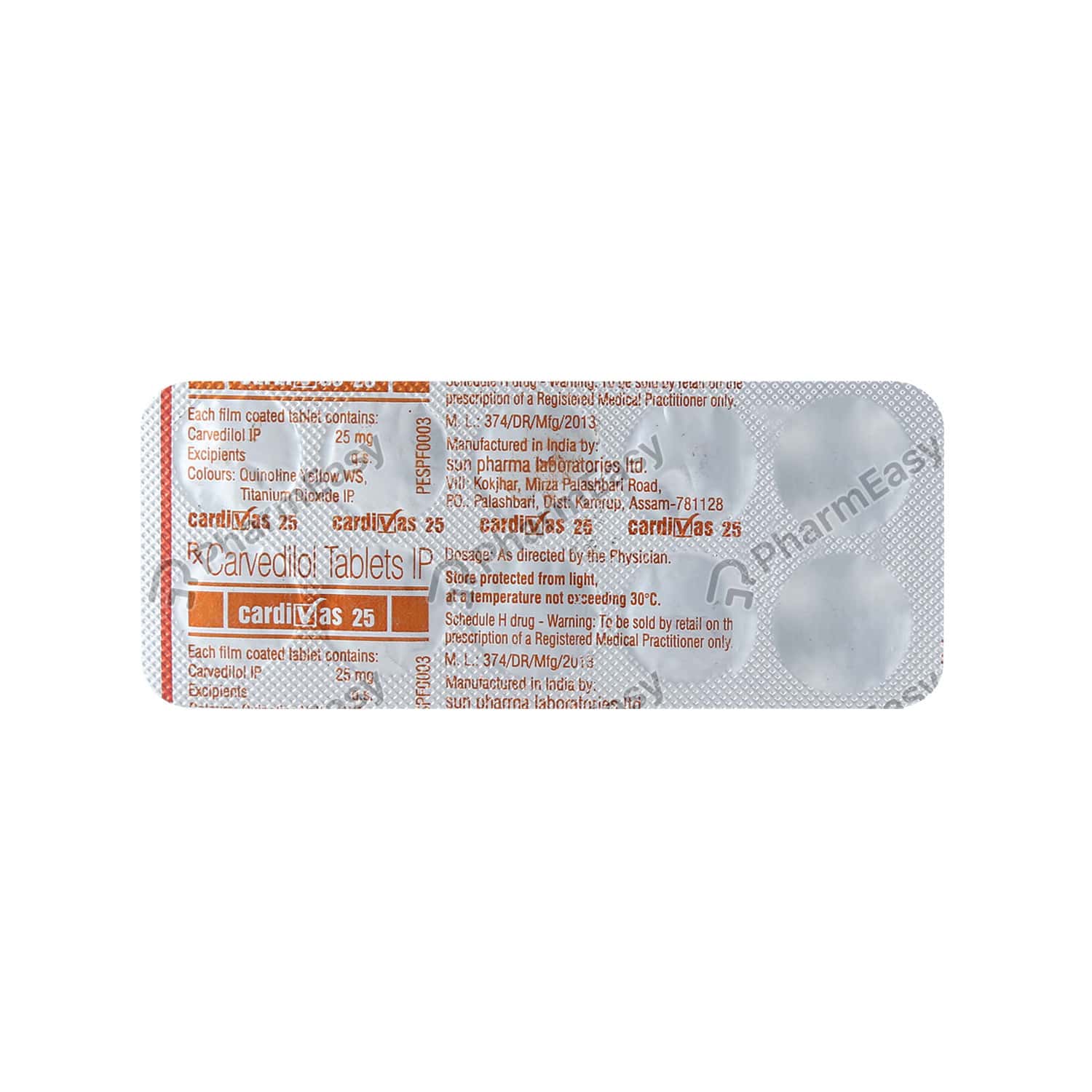 Buy Cardivas 25 MG Tablet (10) Online at Flat 18% OFF* | PharmEasy