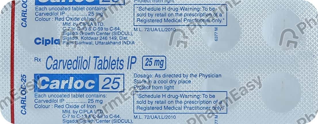 Carloc 25 MG Tablet (10): Uses, Side Effects, Price & Dosage | PharmEasy
