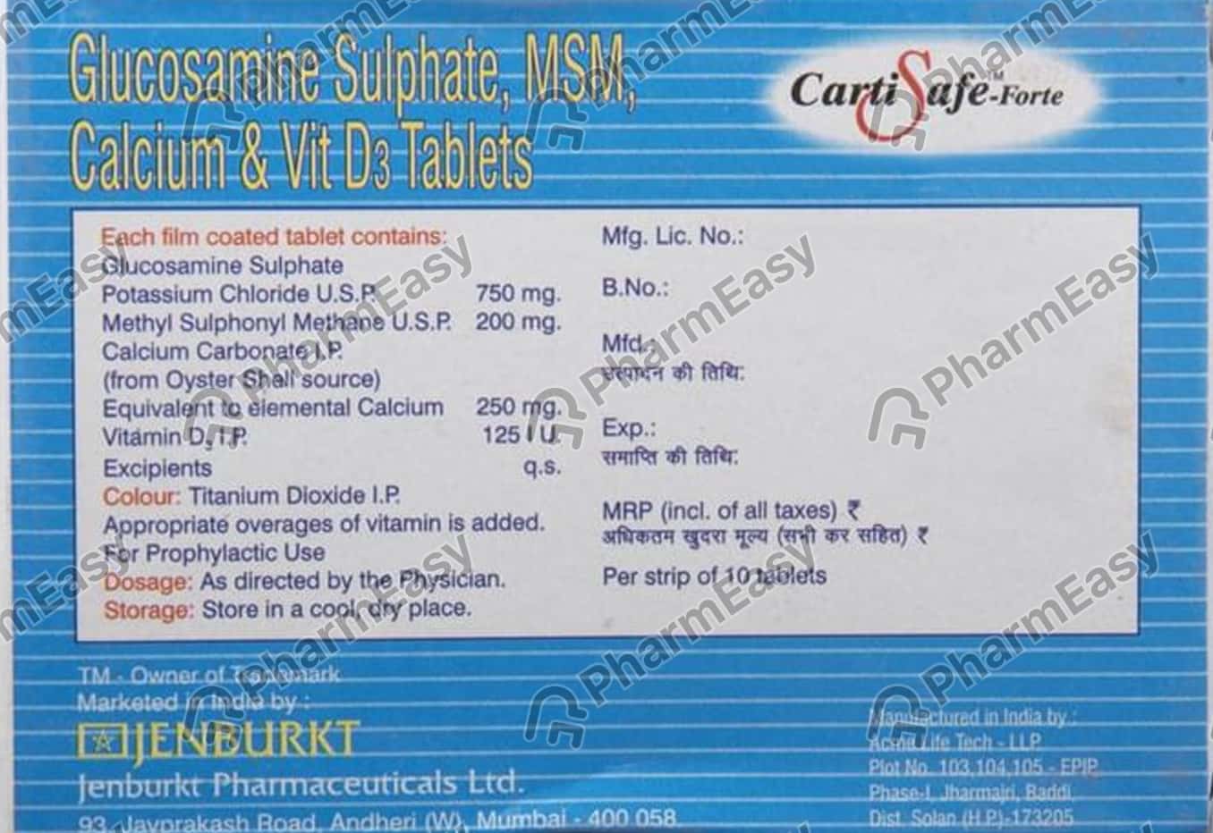 Buy Cartisafe Forte Strip Of 10 Tablets Online at Flat 15% OFF | PharmEasy