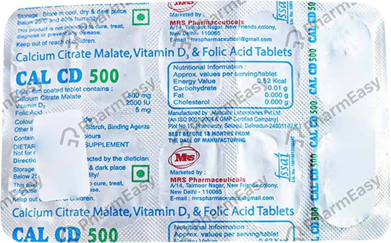 Cd 500 MG Tablet (10): Uses, Side Effects, Price, Dosage & Composition ...