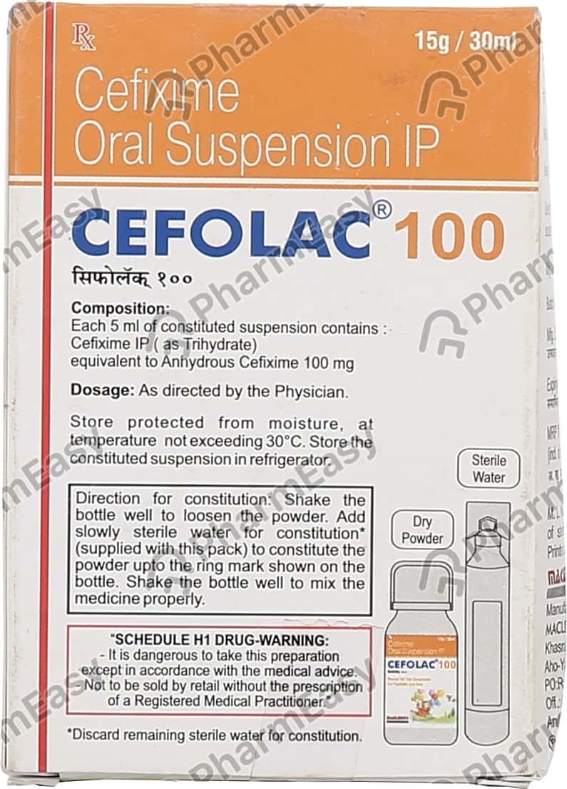 Cefolac 100 MG/5ML Suspension (30): Uses, Side Effects, Price & Dosage ...