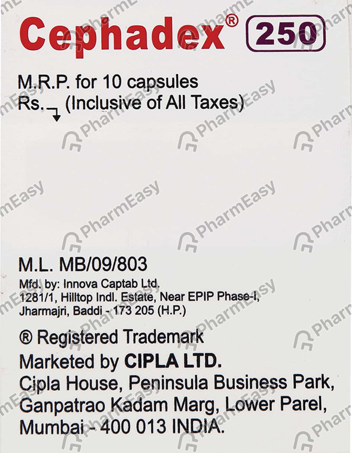 Cephadex 250 MG Capsule (10): Uses, Side Effects, Price, Dosage ...