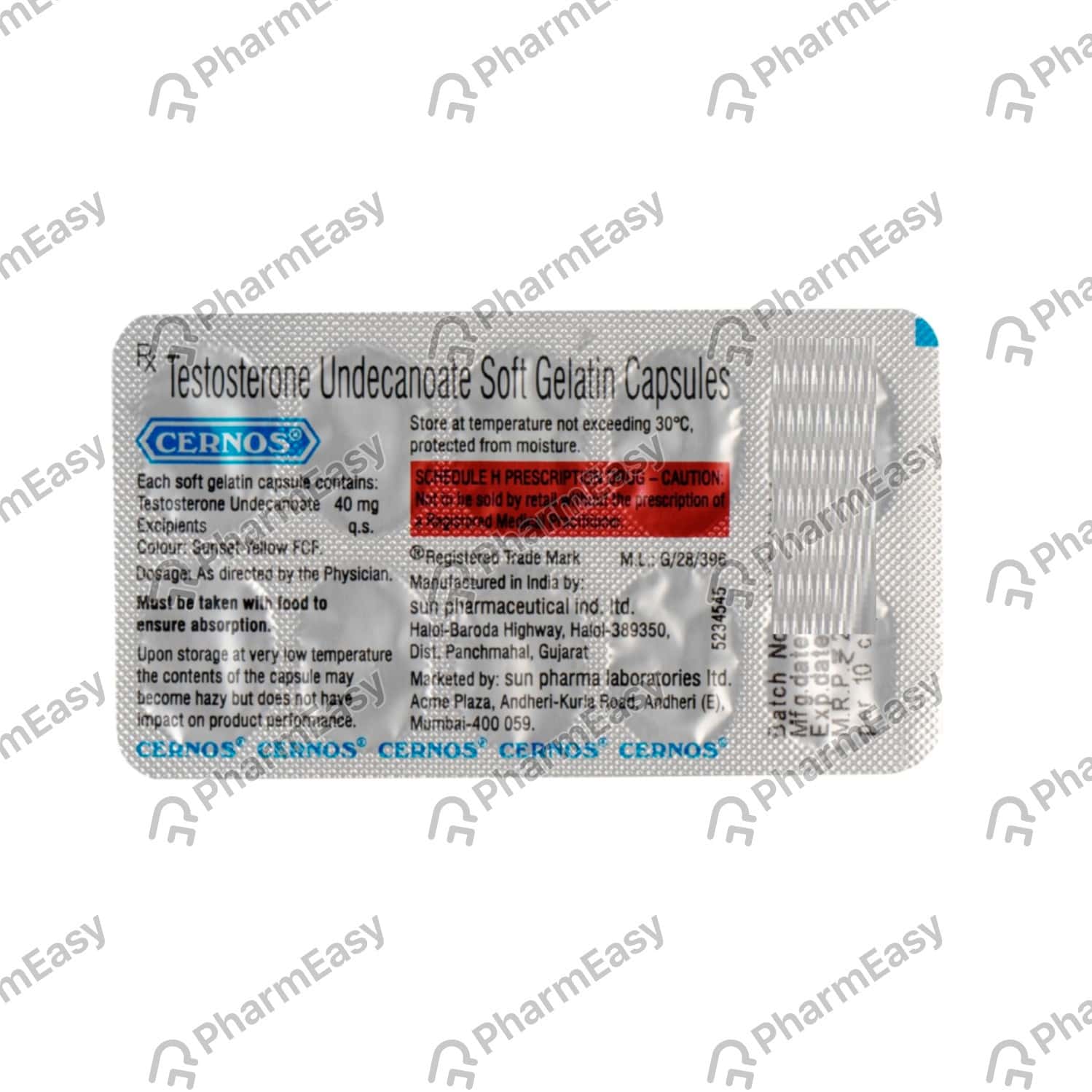 Cernos 40 MG Softgel Capsule (10): Uses, Side Effects, Price & Dosage ...