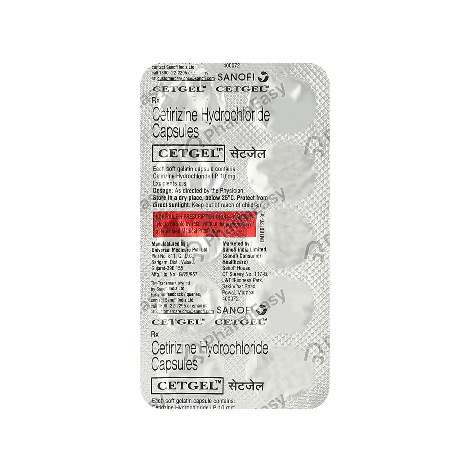 Cetgel 10 MG Capsule (10) - Uses, Side Effects, Dosage, Composition ...