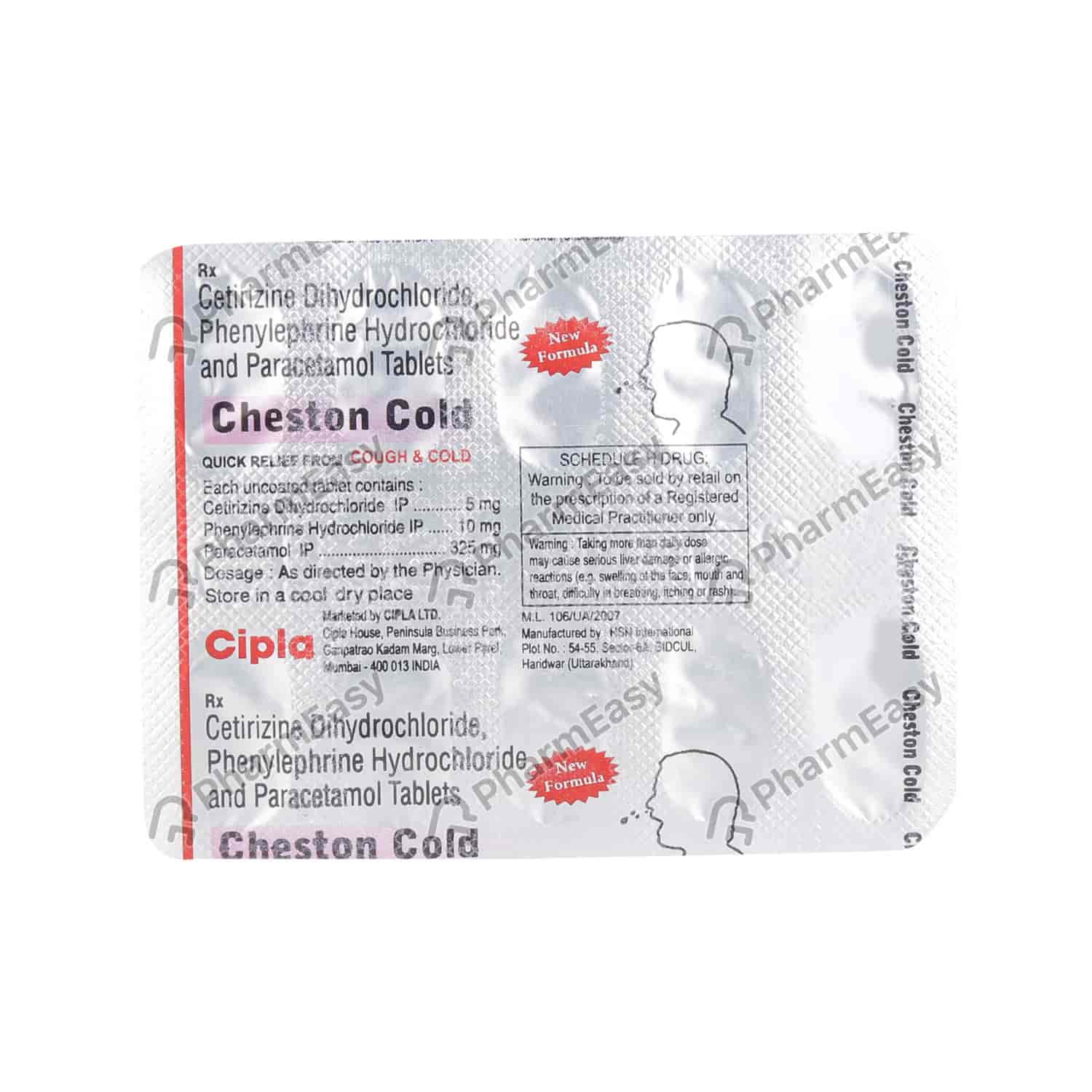 Buy Cheston Cold New Formula Tablet 10'S Online at flat 15% off | PharmEasy