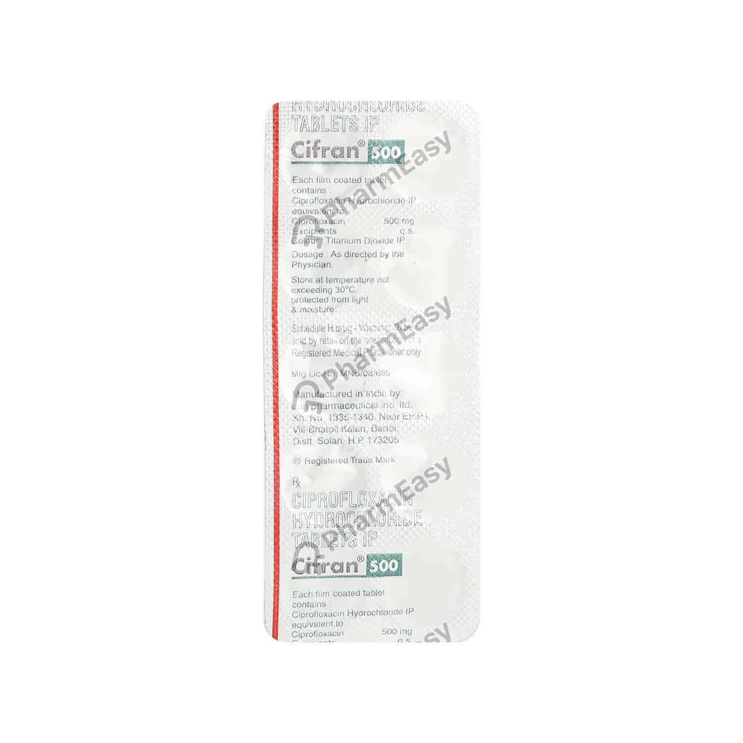 Cifran 500mg Tab - Uses, Side Effects, Dosage, Composition & Price ...