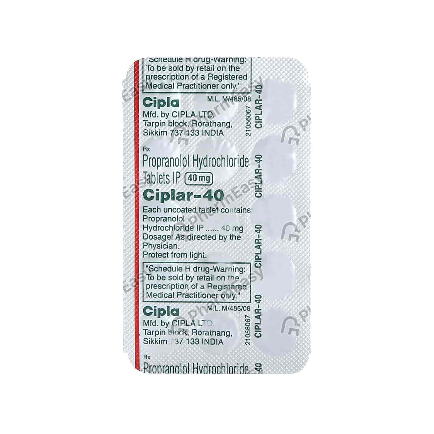 Ciplar 40mg Tab 15`S - Uses, Side Effects, Dosage, Composition & Price ...