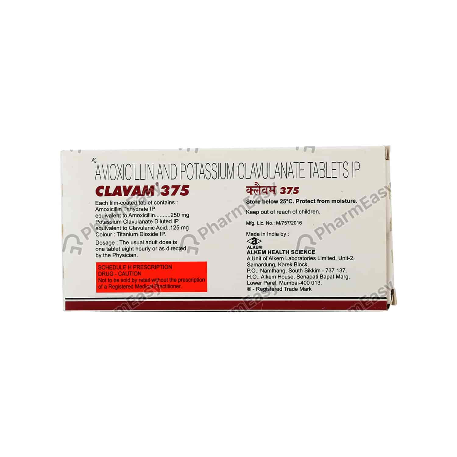 Clavam 375mg Tab - Uses, Side Effects, Dosage, Composition & Price ...