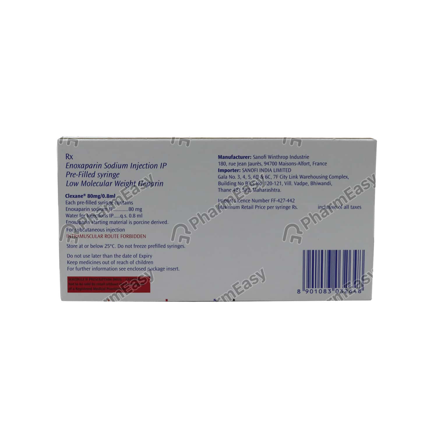 Clexane 80 MG Injection (0.8) - Uses, Side Effects, Dosage, Composition ...