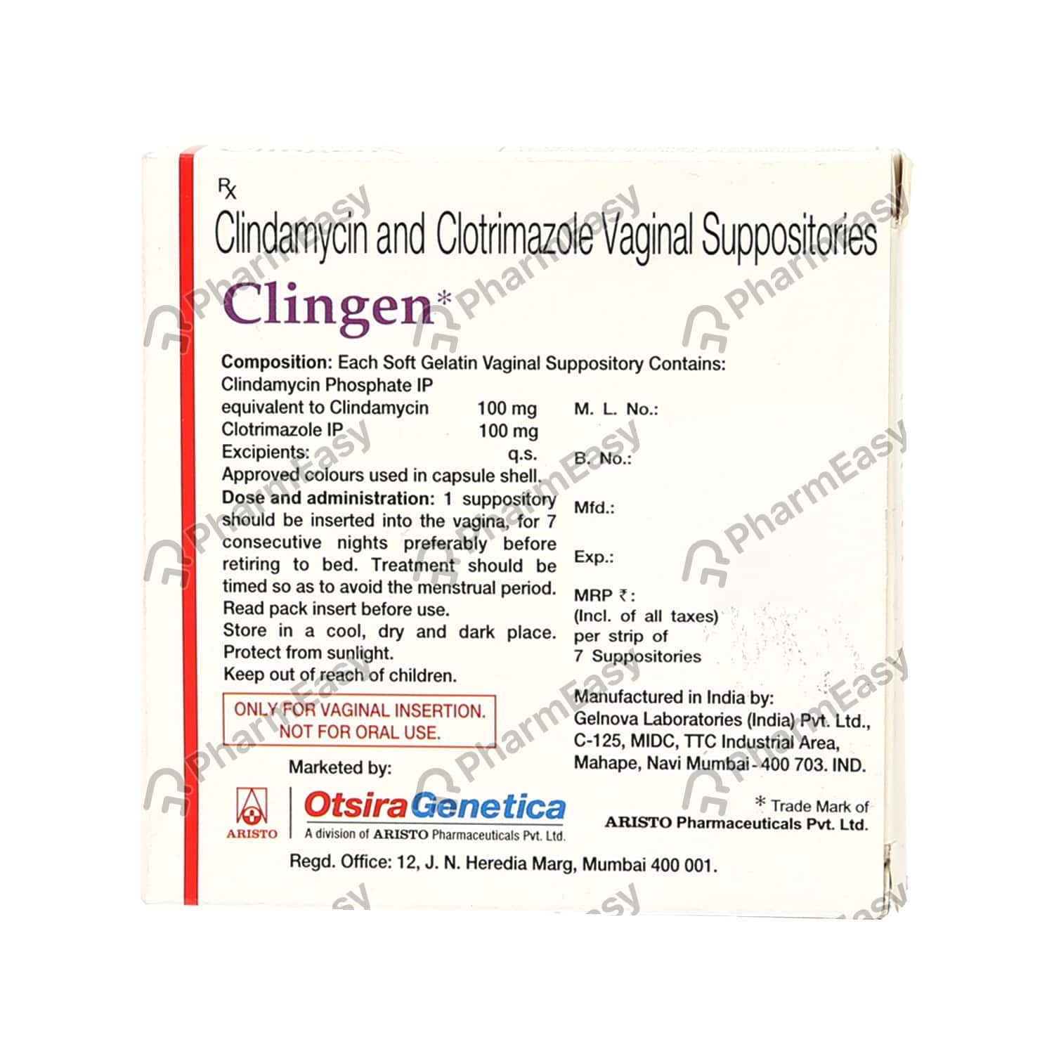 Buy Clingen Vaginal Suppository (7) Online at Flat 18% OFF* | PharmEasy