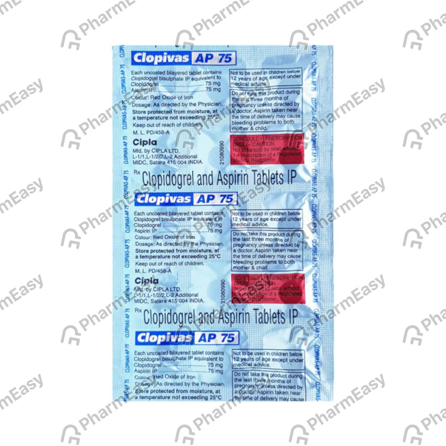 Clopivas Ap 75mg Strip Of 10 Tablets: Uses, Side Effects, Price ...