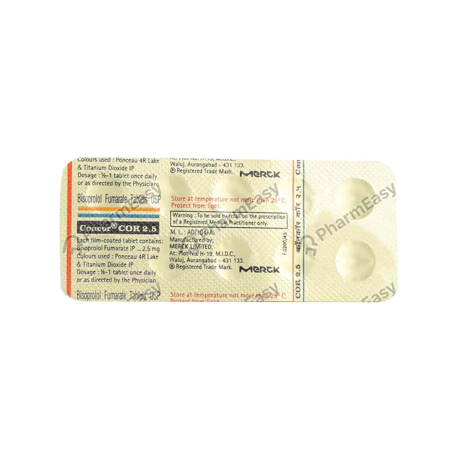 Buy Concor Cor 2.5mg Strip Of 10 Tablets Online at Flat 18% OFF ...