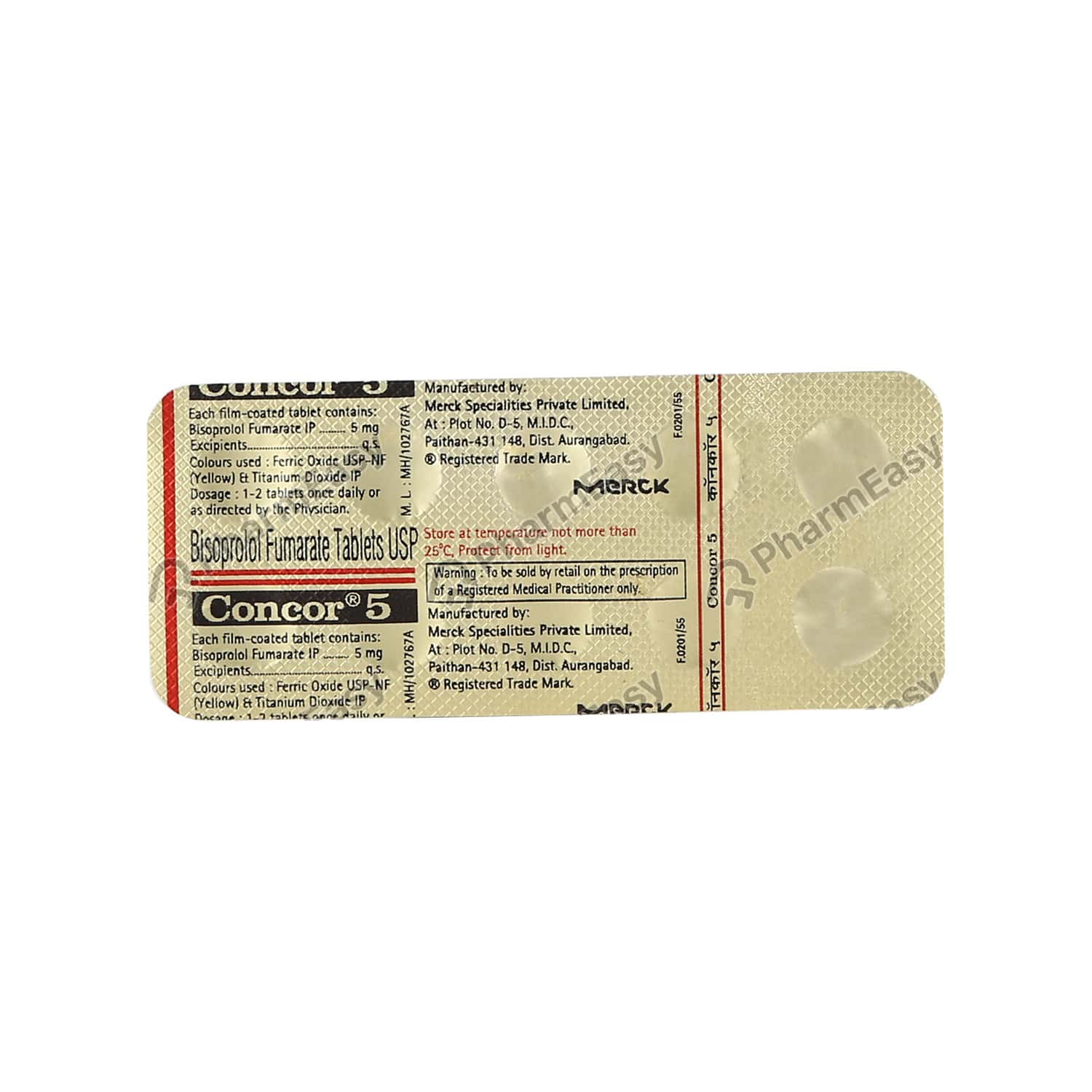 Buy Concor 5mg Strip Of 10 Tablets Online at Flat 18% OFF* | PharmEasy