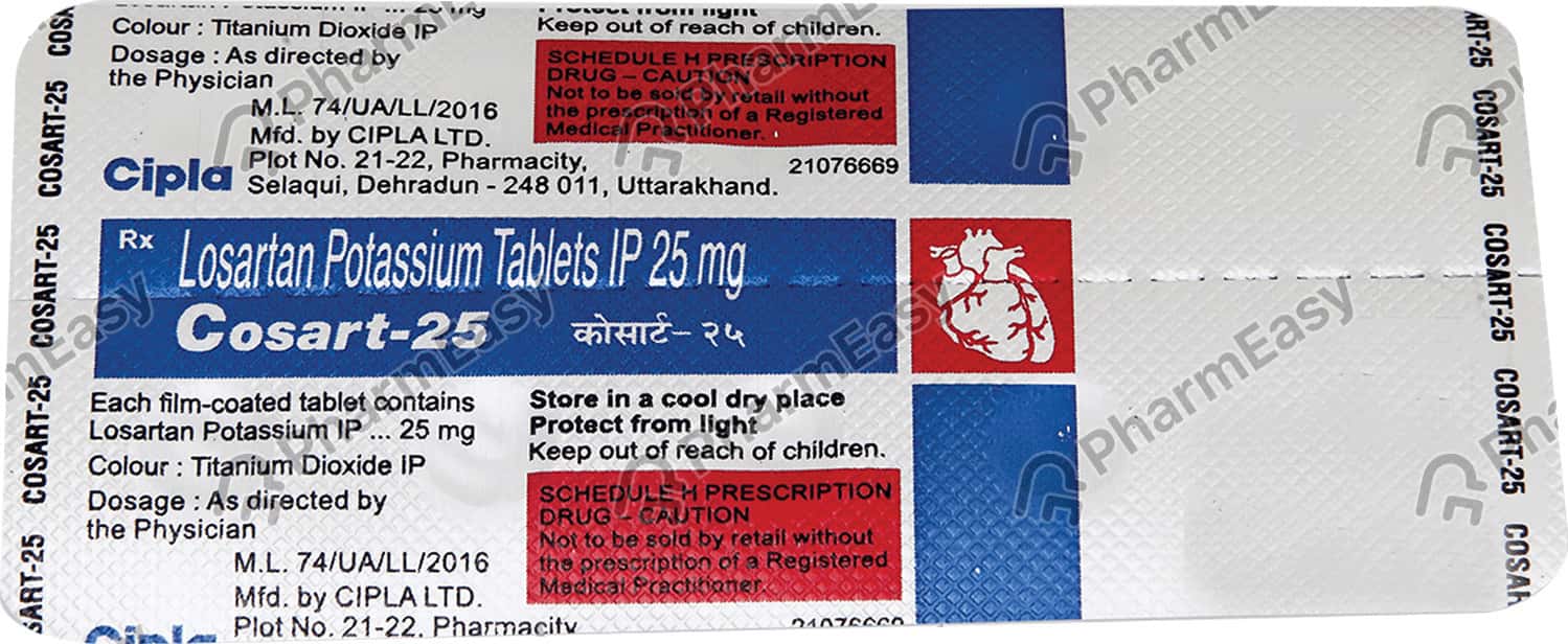 Cosart 25 MG Tablet (10): Uses, Side Effects, Price & Dosage | PharmEasy