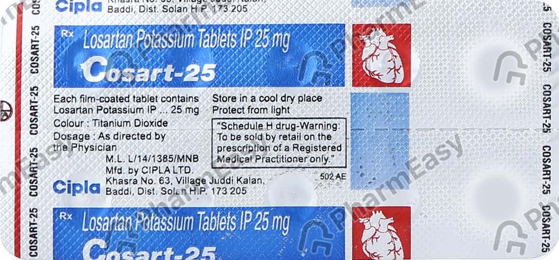 Cosart 25 MG Tablet (10): Uses, Side Effects, Price, Dosage ...