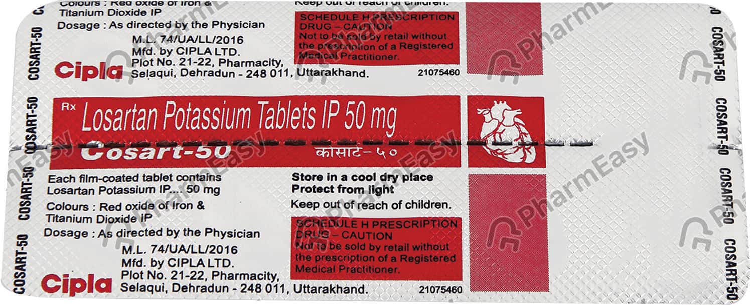 Cosart 50 MG Tablet (10): Uses, Side Effects, Price & Dosage | PharmEasy