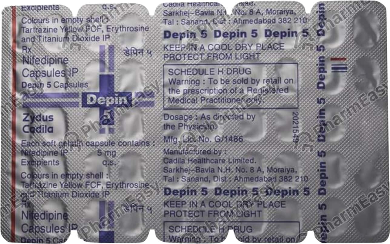 Depin 5 MG Capsule (50): Uses, Side Effects, Price, Dosage ...