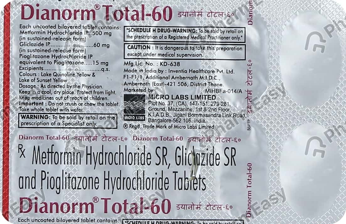 Dianorm Total 60mg Tablet: Uses, Side Effects, Price, Dosage ...