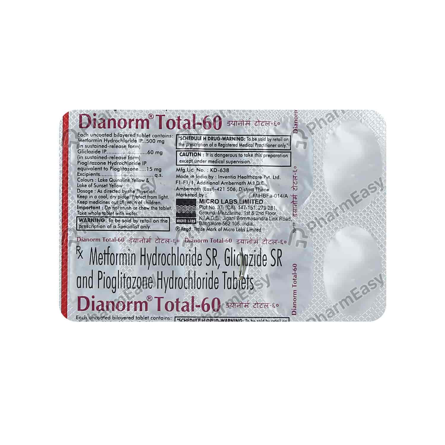 Buy Dianorm Total 60mg Tablet Online at Flat 18% OFF* | PharmEasy