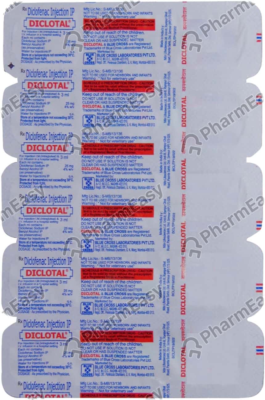 Diclotal 25 MG/ML Injection (3): Uses, Side Effects, Price & Dosage ...
