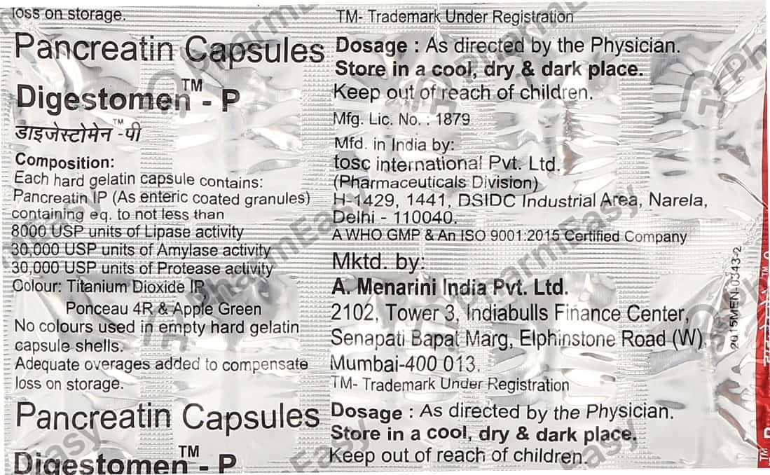 Digestomen P Strip Of 10 Capsules: Uses, Side Effects, Price & Dosage ...