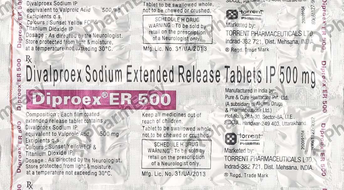 Diproex Er 500 MG Tablet (10): Uses, Side Effects, Price & Dosage ...