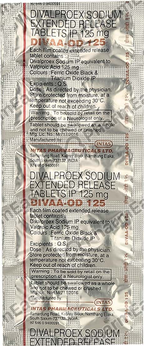Divaa Od 125 MG Tablet (10): Uses, Side Effects, Price & Dosage | PharmEasy