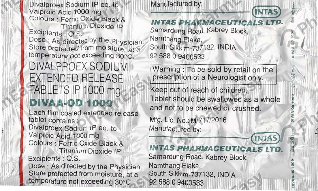 Divaa Od 1 G Tablet (10): Uses, Side Effects, Price & Dosage | PharmEasy