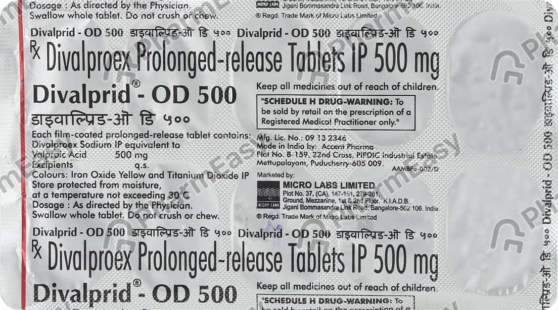 Divalprid Od 500 MG Tablet (10): Uses, Side Effects, Price & Dosage | PharmEasy