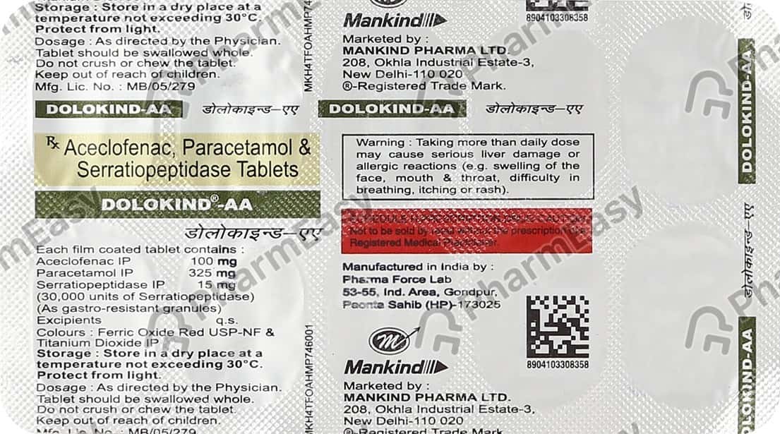 Dolokind Aa Strip Of 10 Tablets: Uses, Side Effects, Price & Dosage ...