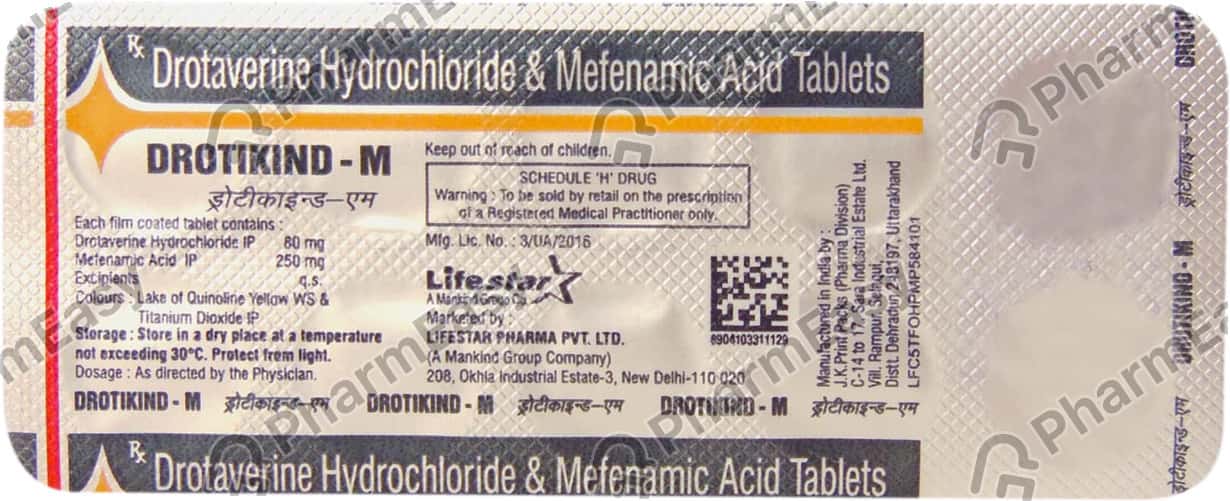 Drotikind M Strip Of 10 Tablets: Uses, Side Effects, Price & Dosage ...