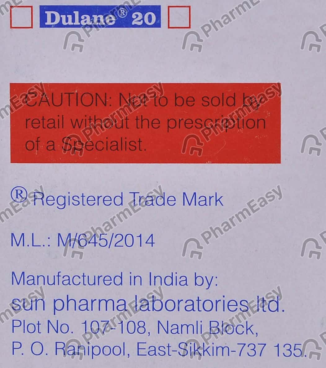 Dulane 20 MG Capsule (10): Uses, Side Effects, Price & Dosage | PharmEasy