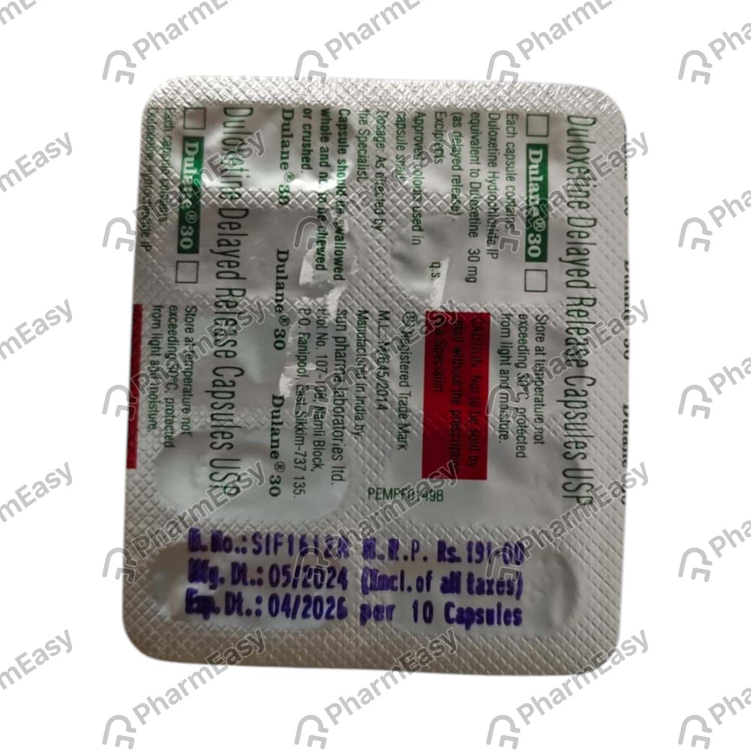 Dulane 30 MG Capsule (10): Uses, Side Effects, Price & Dosage | PharmEasy