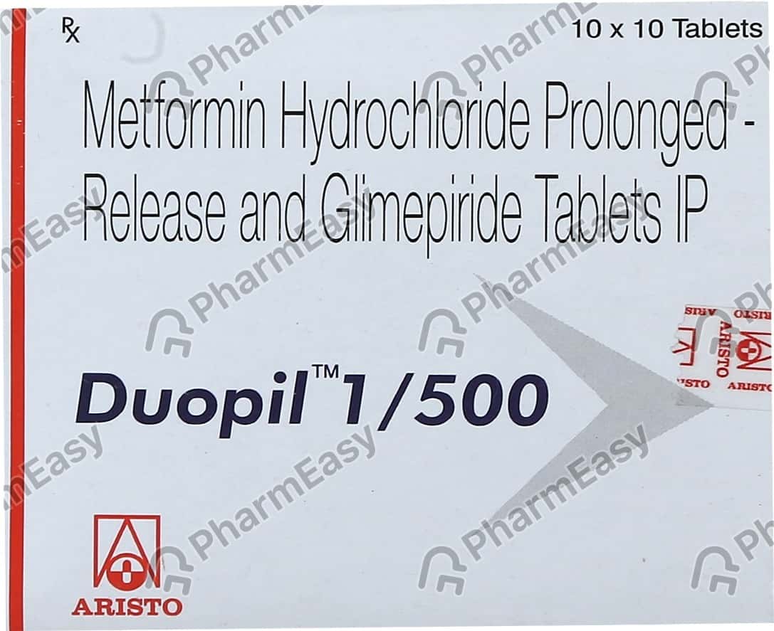 Duopil 1/500mg Strip Of 10 Tablets: Uses, Side Effects, Price & Dosage ...
