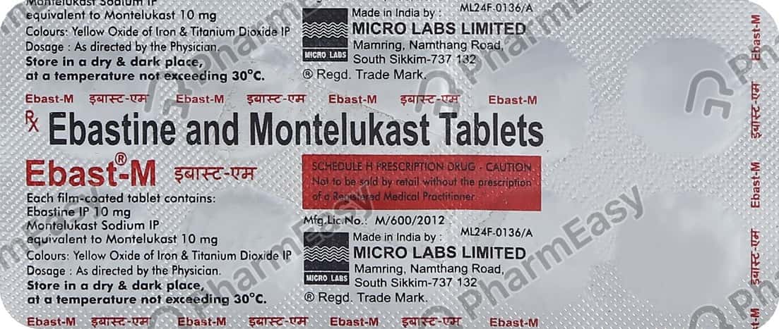 Ebast M Strip Of 10 Tablets: Uses, Side Effects, Price & Dosage | PharmEasy