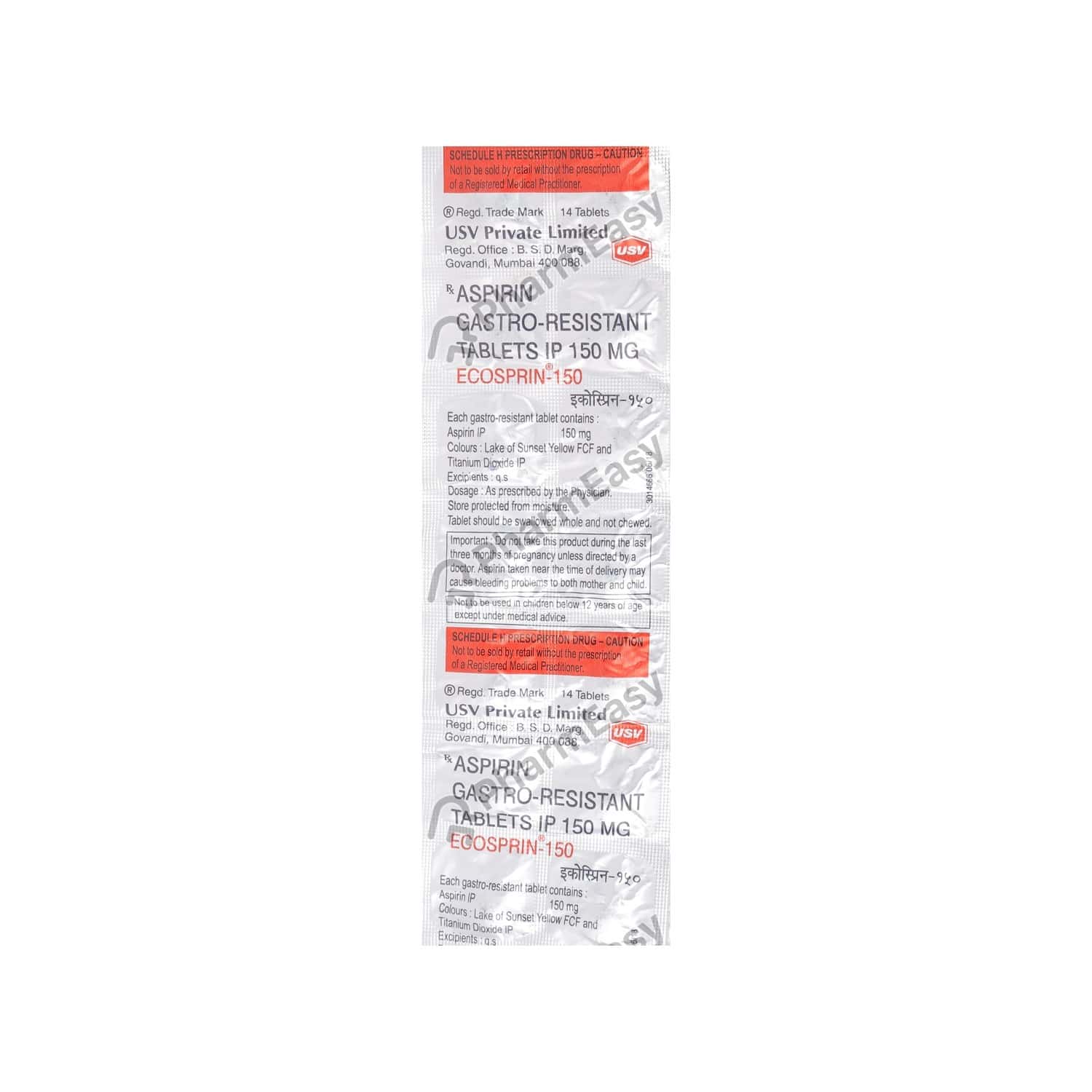Ecosprin 150 MG Tablet 14 Uses Side Effects Dosage Composition