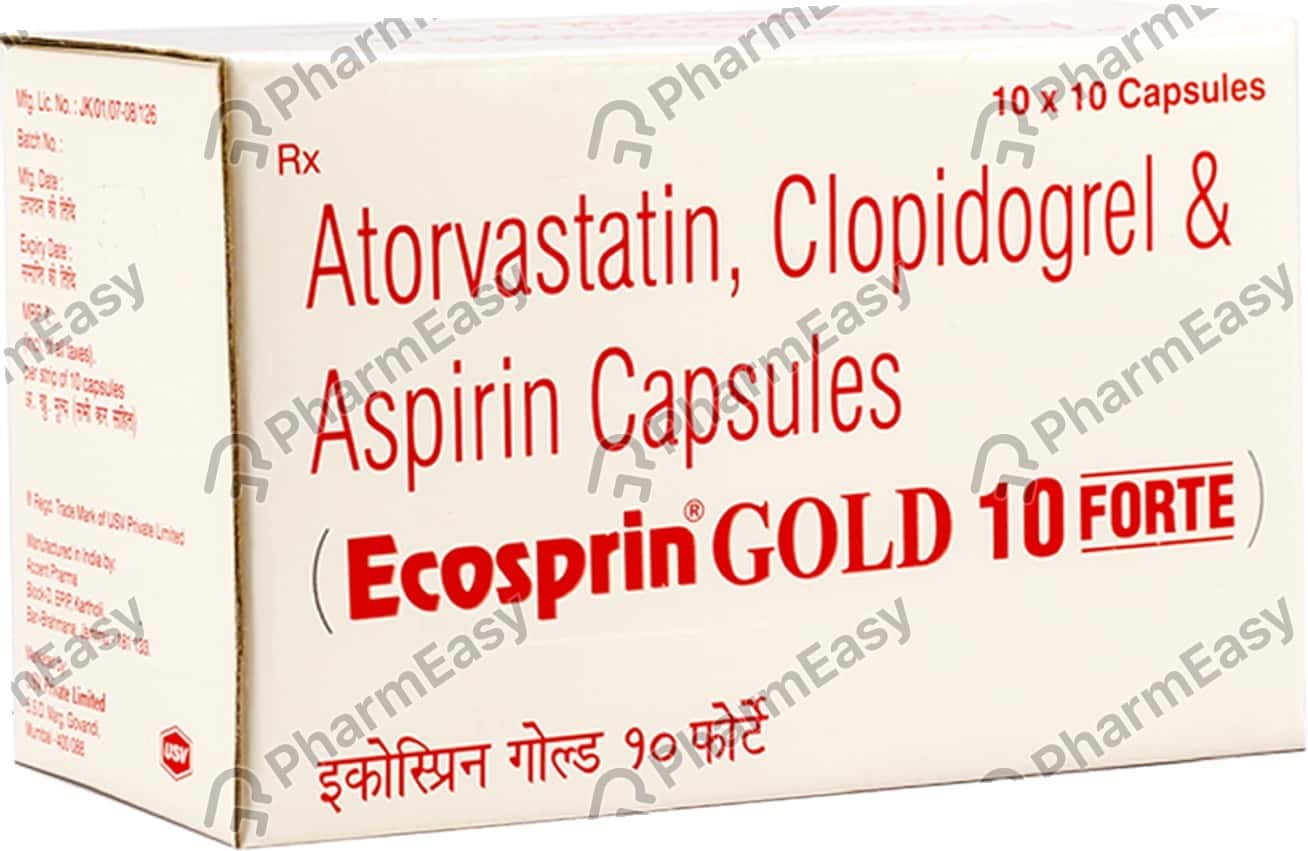 Ecosprin Gold 10mg Forte Strip Of 10 Capsules: Uses, Side Effects ...