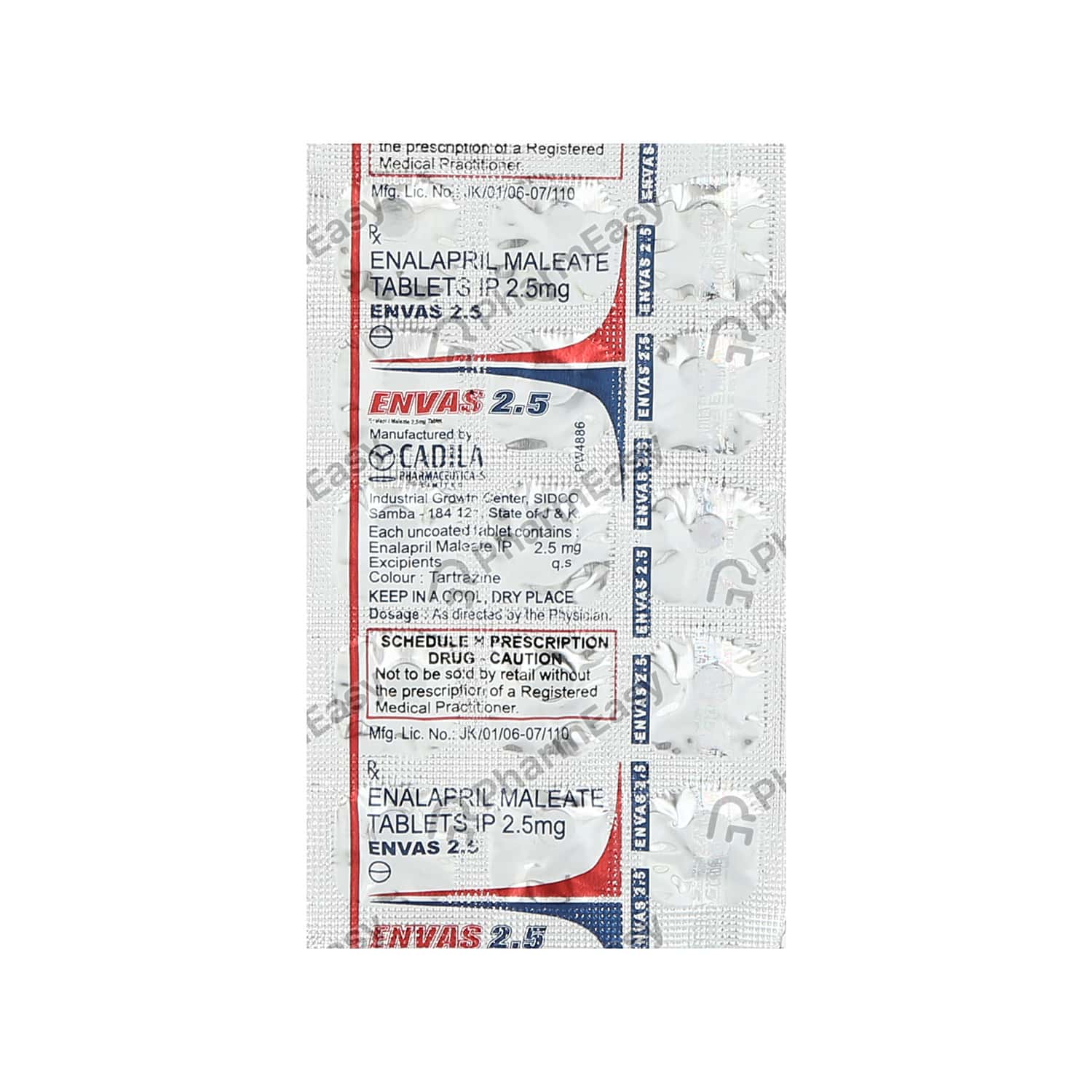 Envas 2.5 MG Tablet (15) - Uses, Side Effects, Dosage, Composition ...