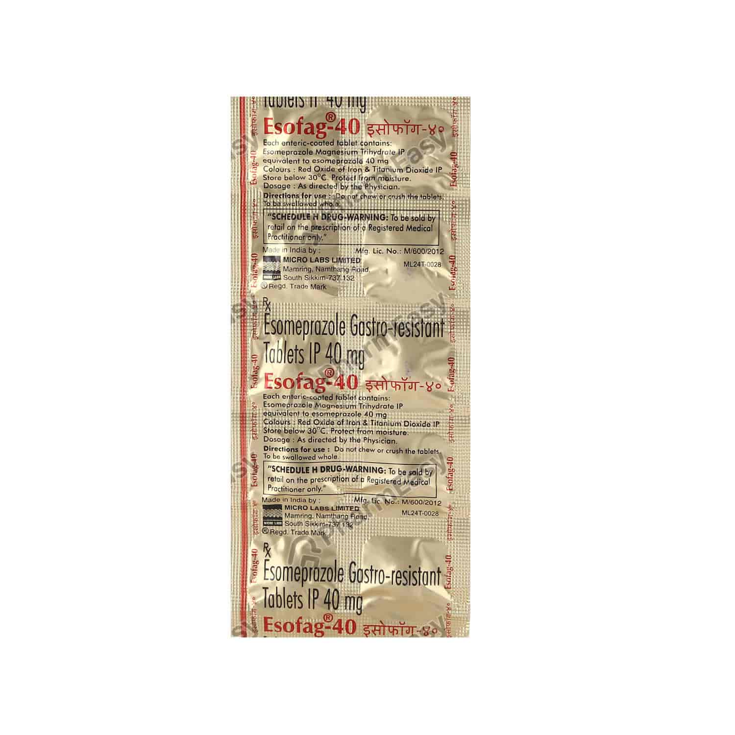 Esofag 40mg Tab - Uses, Side Effects, Dosage, Composition & Price ...