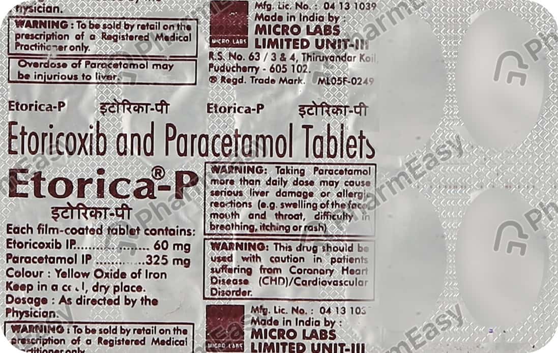 Etorica P Strip Of 10 Tablets: Uses, Side Effects, Price & Dosage ...