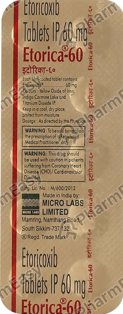 Etorica 60 MG Tablet (10): Uses, Side Effects, Price, Dosage ...