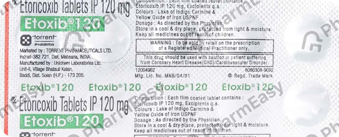 Etoxib 120 MG Tablet (10): Uses, Side Effects, Price & Dosage | PharmEasy