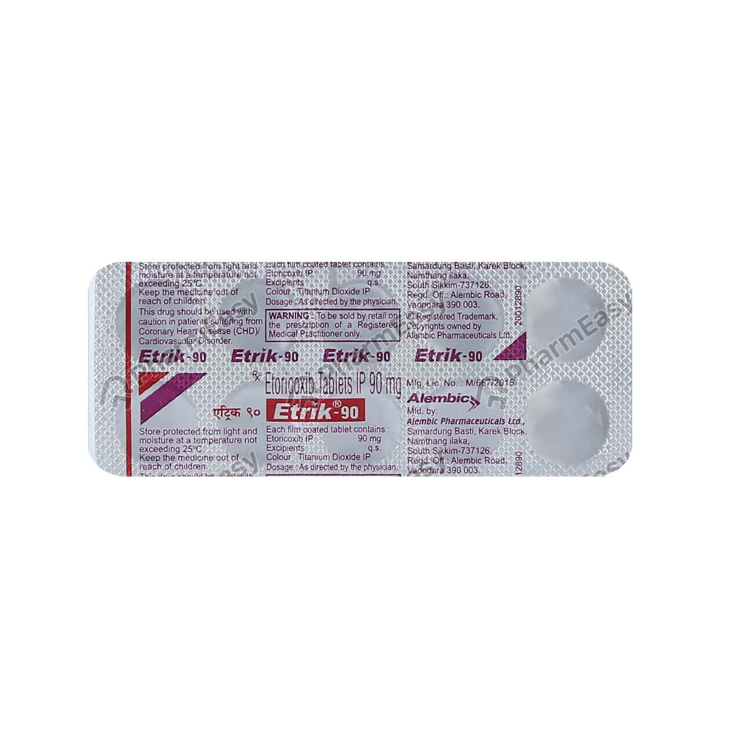 Etrik 90 MG Tablet (10) - Uses, Side Effects, Dosage, Composition ...