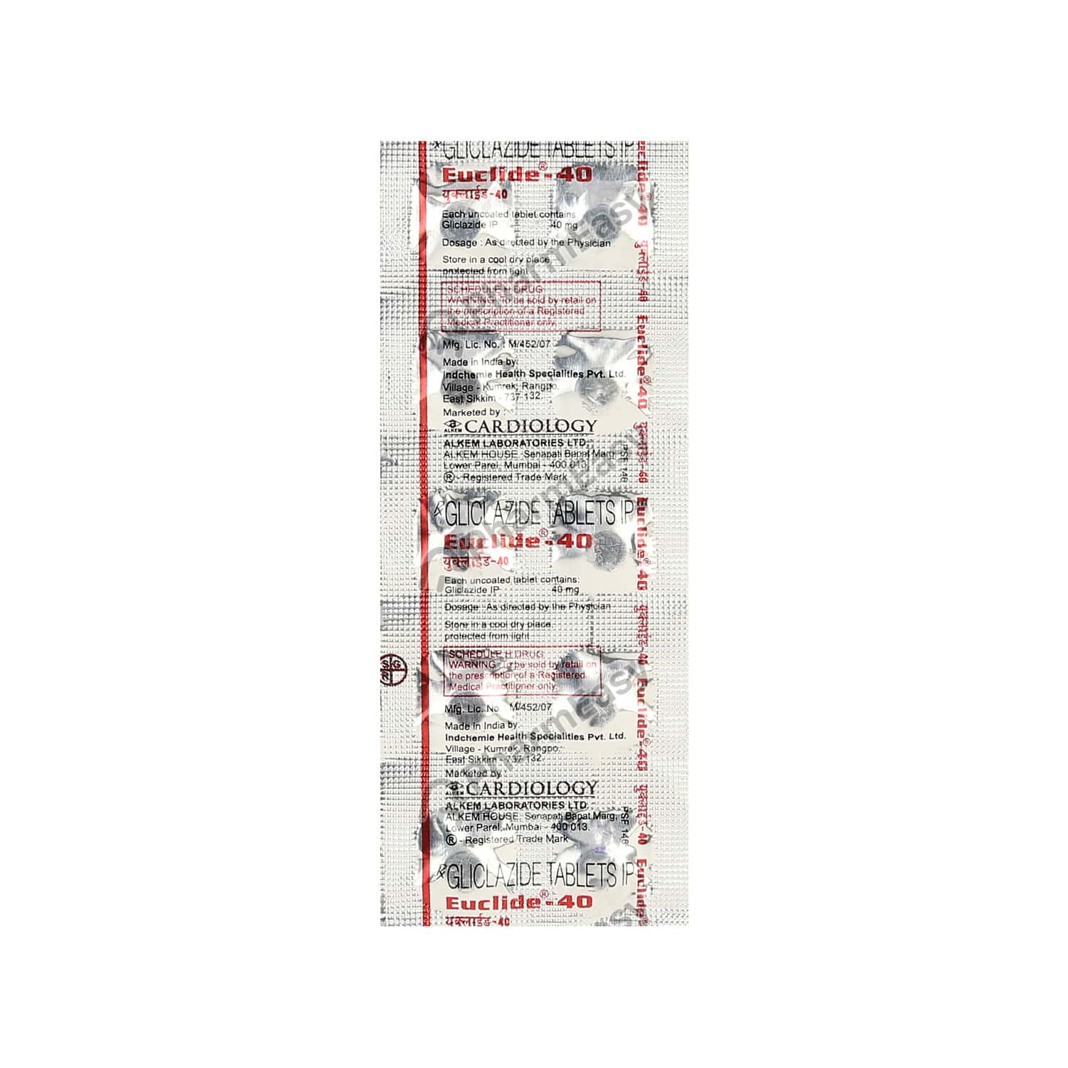 Euclide 40 MG Tablet (10) - Uses, Side Effects, Dosage, Composition ...