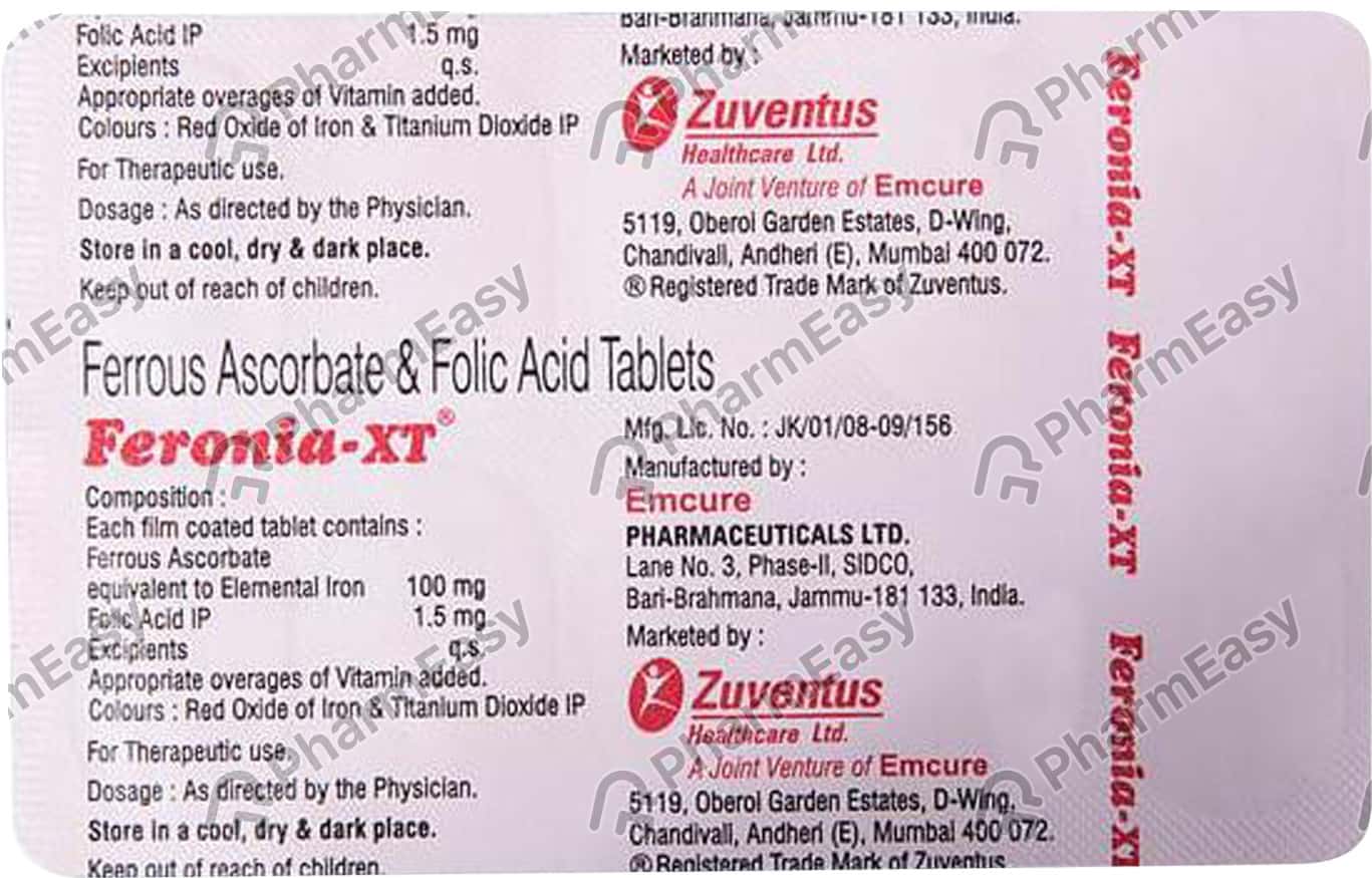 Feronia Xt Strip Of 10 Tablets: Uses, Side Effects, Price & Dosage ...